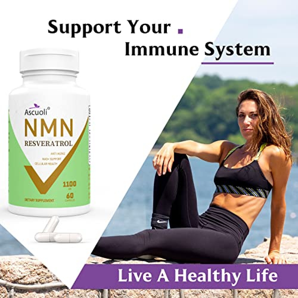 NMN + Trans-Resveratrol Supplement 1100mg (60 Capsules(Pack of 1))